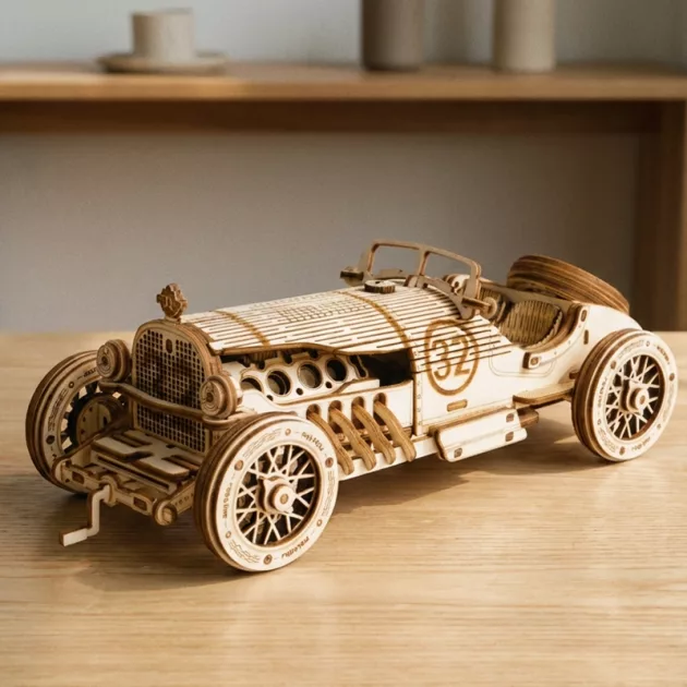 3D Wooden Car Puzzle DIY Vehicle Model Building Blocks Kit - Kidzly